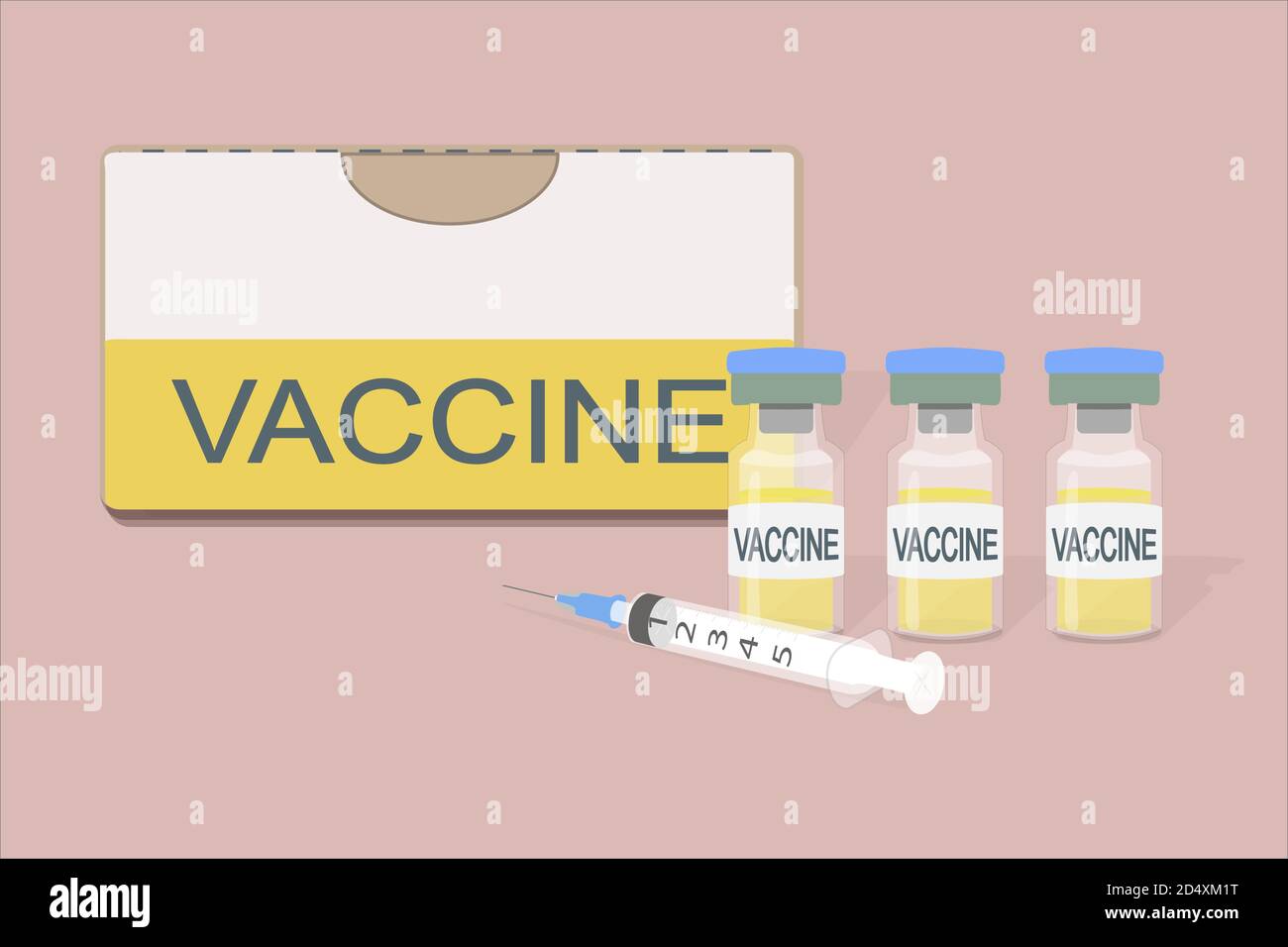 packaging of a medicine with the inscription vaccine and three vials ...