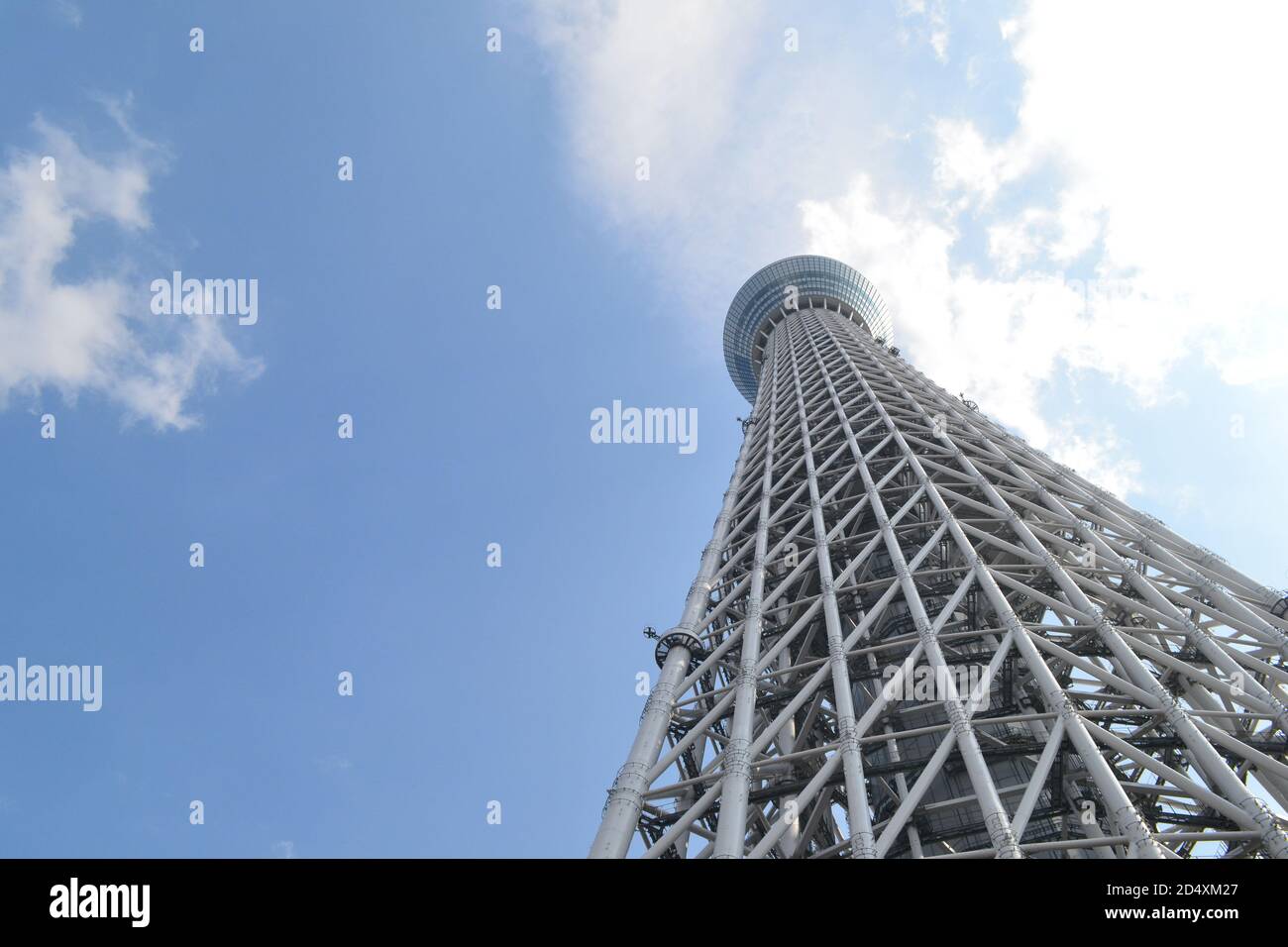 Tokyo, Japan-2/27/16: An up angle view of the Tokyo Sky Tree tower; the ...
