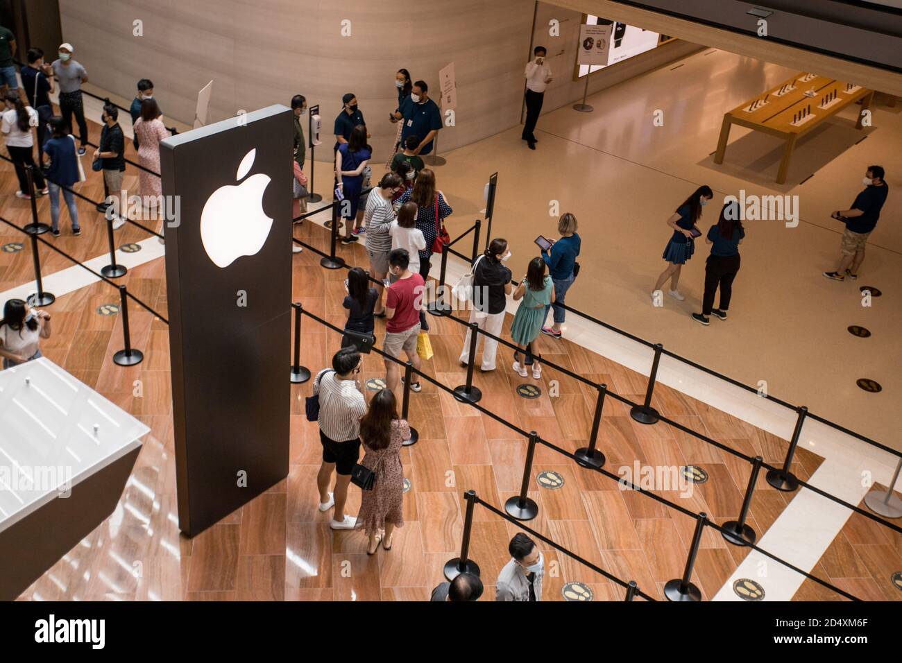 People seen outside the Apple store at Marina Bay Sands.In a shape of a ...