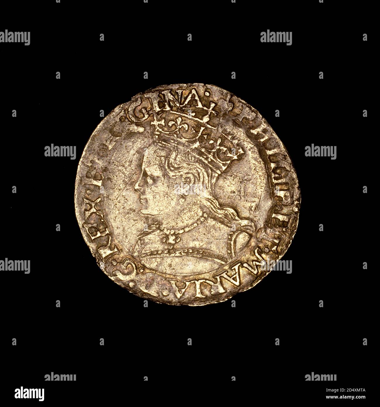English hammered silver groat Coin, Philip and Mary Stock Photo - Alamy