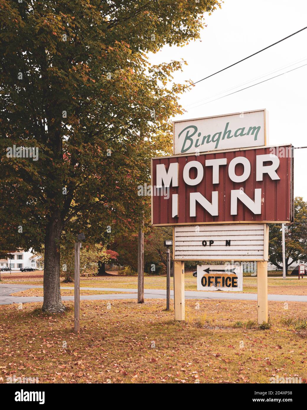 Motor Inn sign and autumn color in Bingham, Maine Stock Photo - Alamy