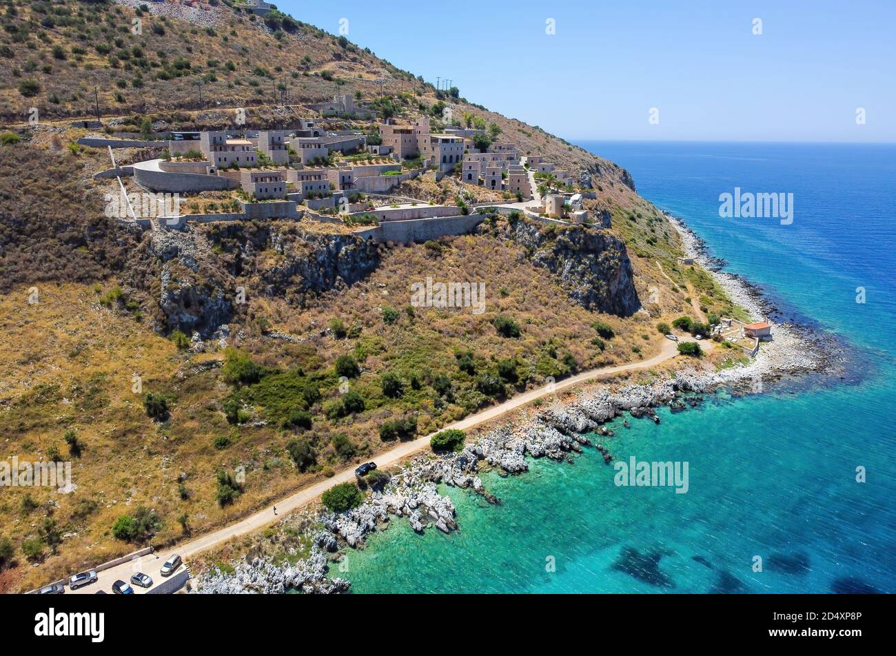 Aerial view of Limeni fish village in Mani, Greece Stock Photo - Alamy