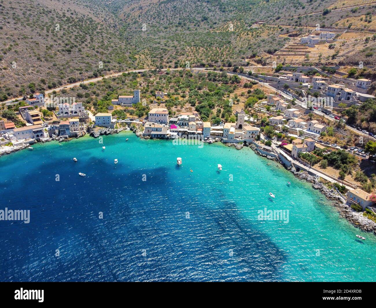 Aerial view of Limeni fish village in Mani, Greece Stock Photo - Alamy