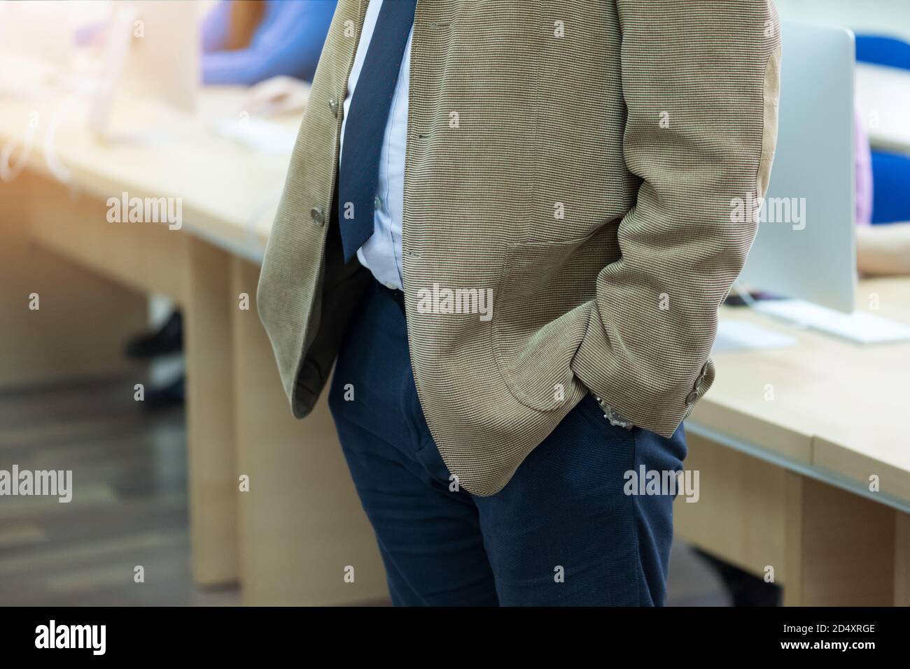 Selective focus on teacher while teaching and explaining lessons to ...