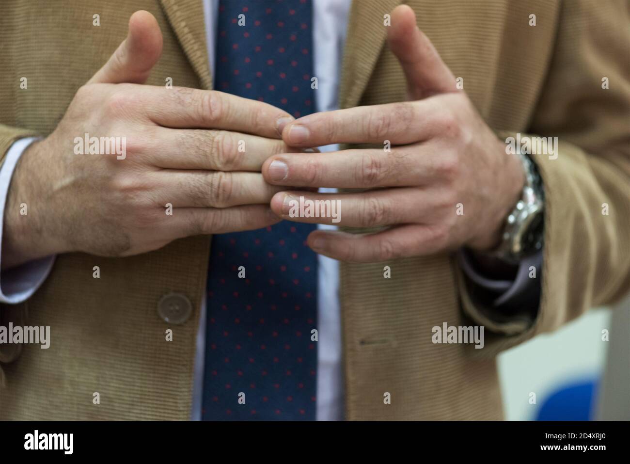 Selective focus on teacher while teaching and explaining lessons to ...