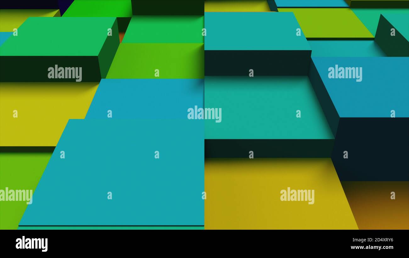 Computer generated background multicolored isometric cubes, top view ...
