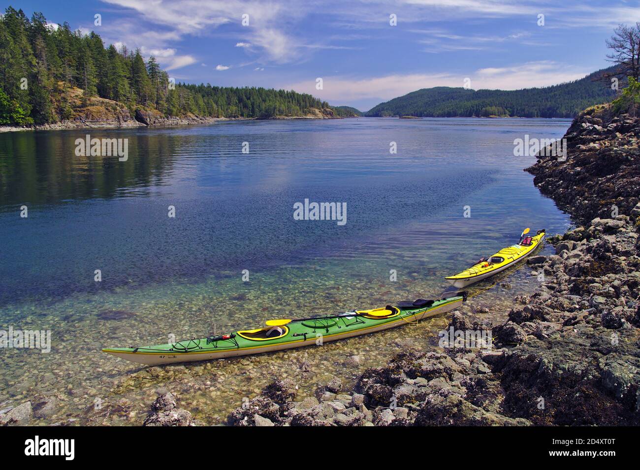 Kayaking adventure in wilderness, Desolation Sound, British Columbia ...