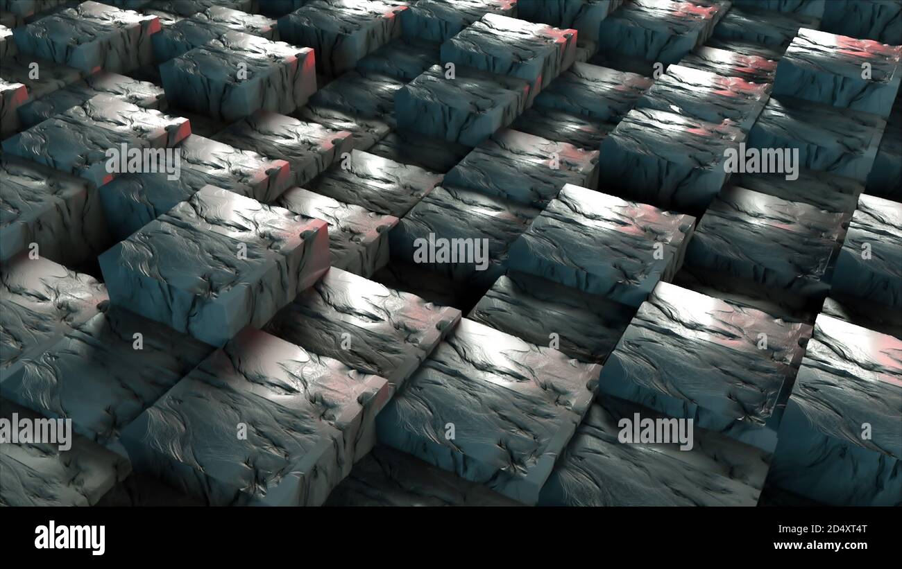 Computer generated background marble stone cubes with gold, top view ...