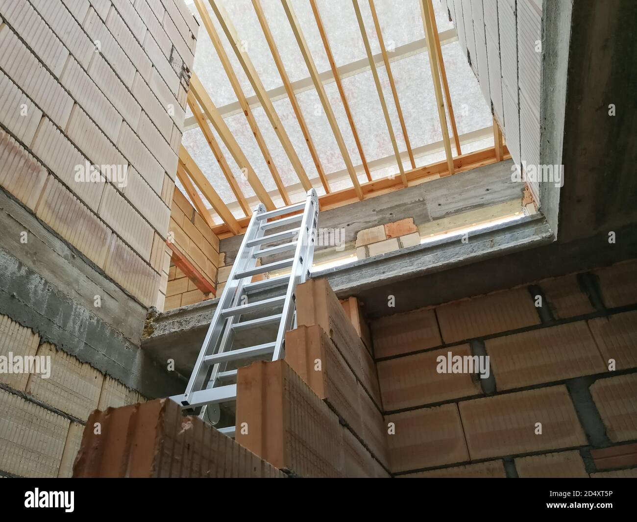 Metal ladders as a work equipment inside individual house under ...
