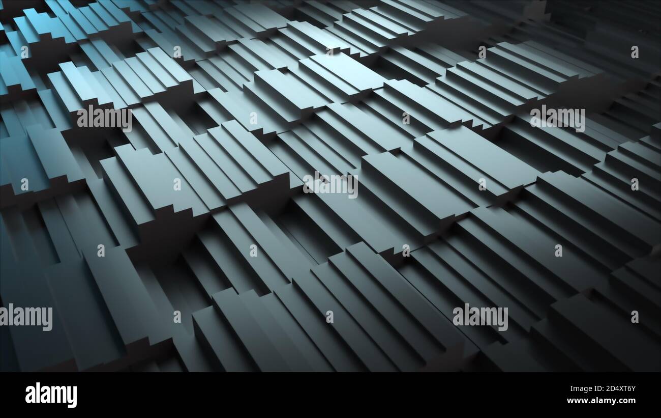 Computer generated background waves of rectangles, top view. 3D ...