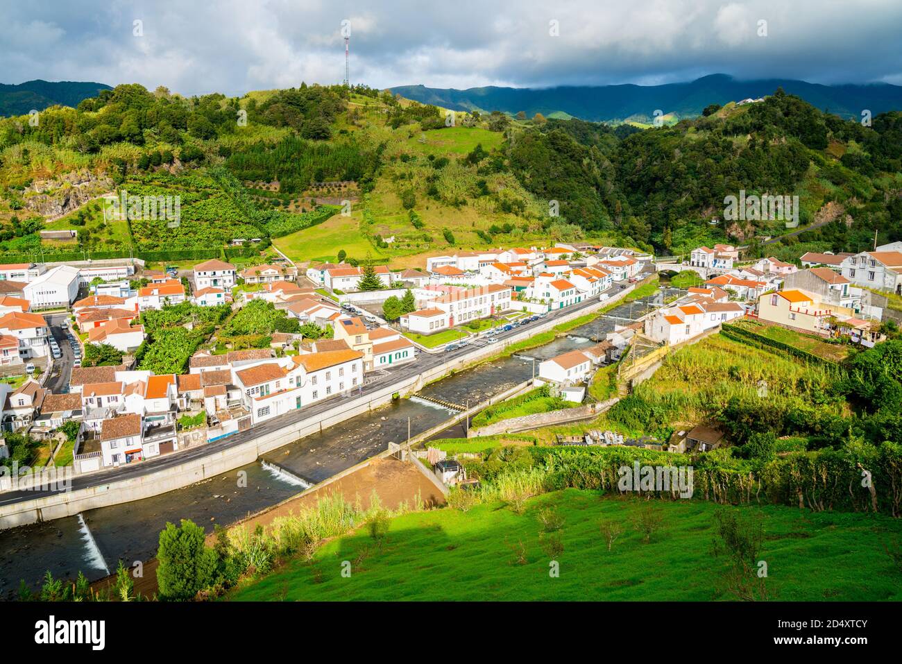 Scenic shot of beautiful Azores with its small villages Stock Photo - Alamy