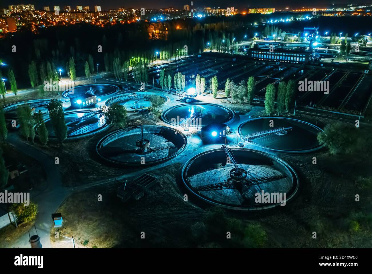 Aerial view of sewage treatment plant hi-res stock photography and ...