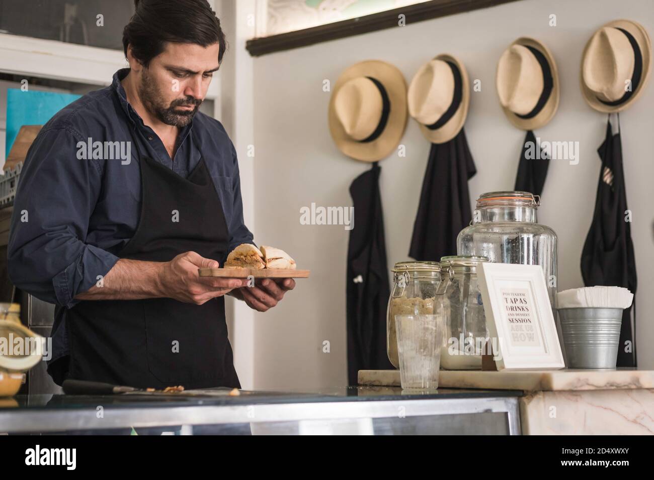 Mature Woman Wearing Apron Preparing High Resolution Stock Photography ...