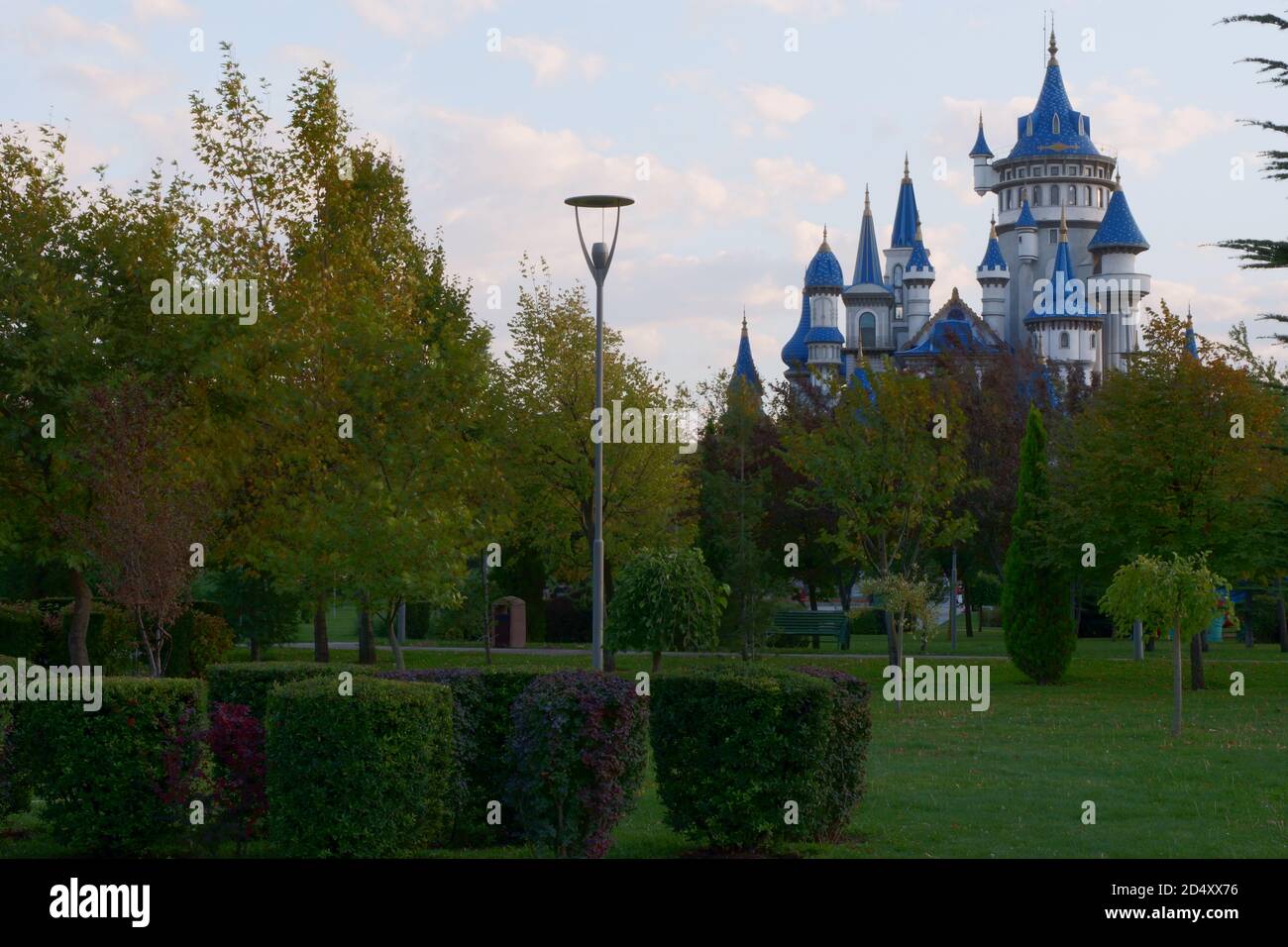 Blue Castle at a green park Stock Photo - Alamy