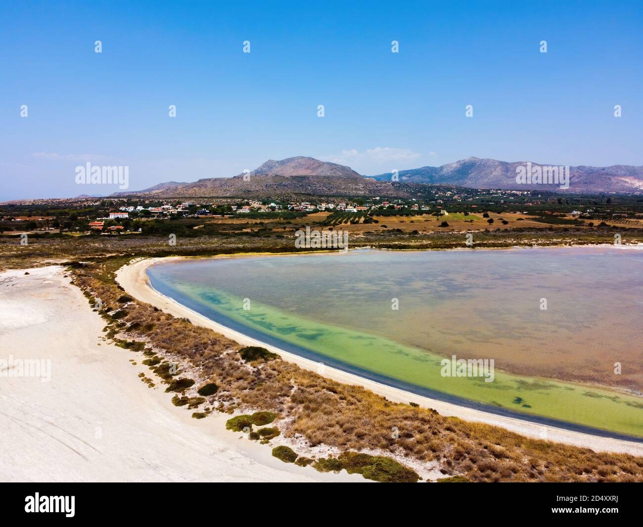 Aerial panoramic view of Pounda beach near Elafonisos island in Greece ...