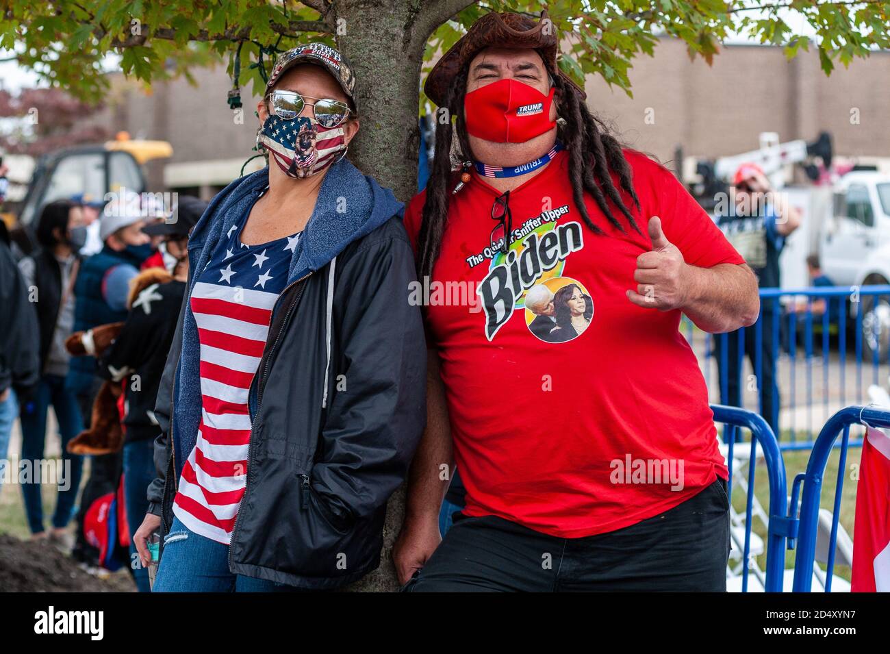 Trump supporters attend an America First rally in Ronkonkoma, New York ...