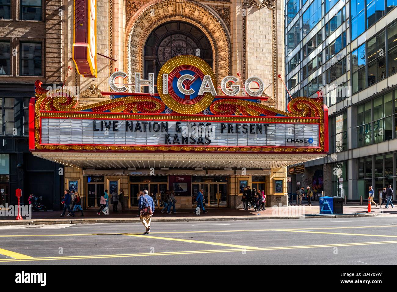 Chicago, USA - October 13, 2018 : Iconic sign on the Chicago Theater in ...
