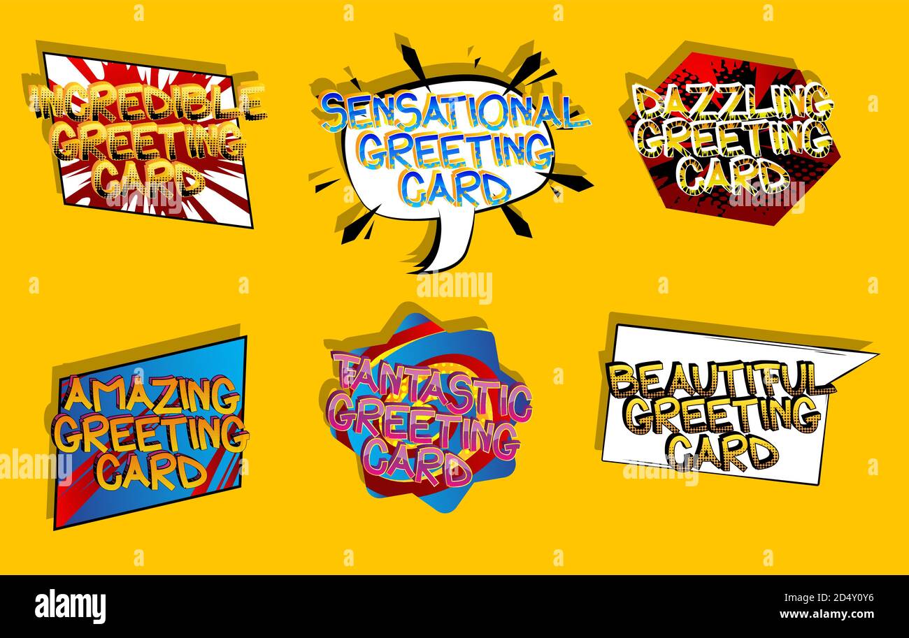 Greeting Card Comic book style cartoon words on abstract comics ...