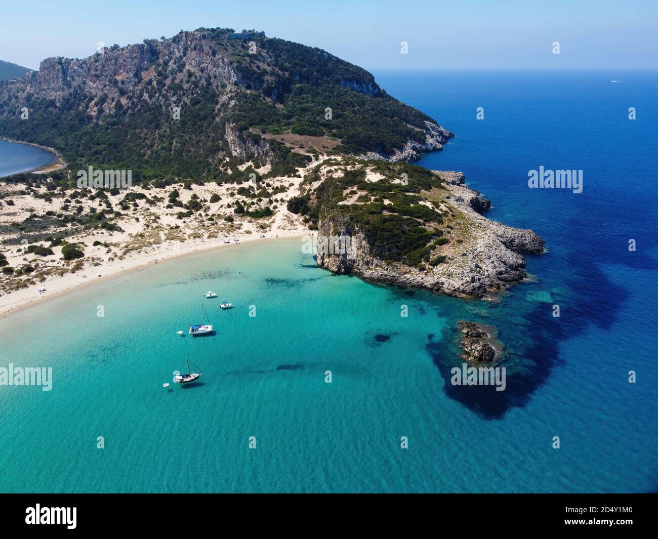 Aerial panoramic view of Voidokilia lagoon near Pylos, Greece Stock ...