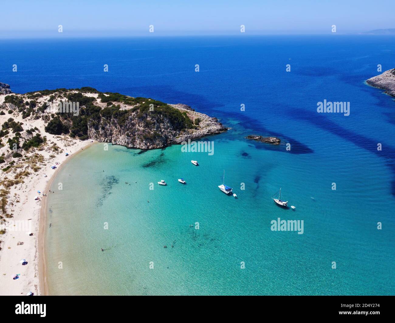 Aerial panoramic view of Voidokilia lagoon near Pylos, Greece Stock ...