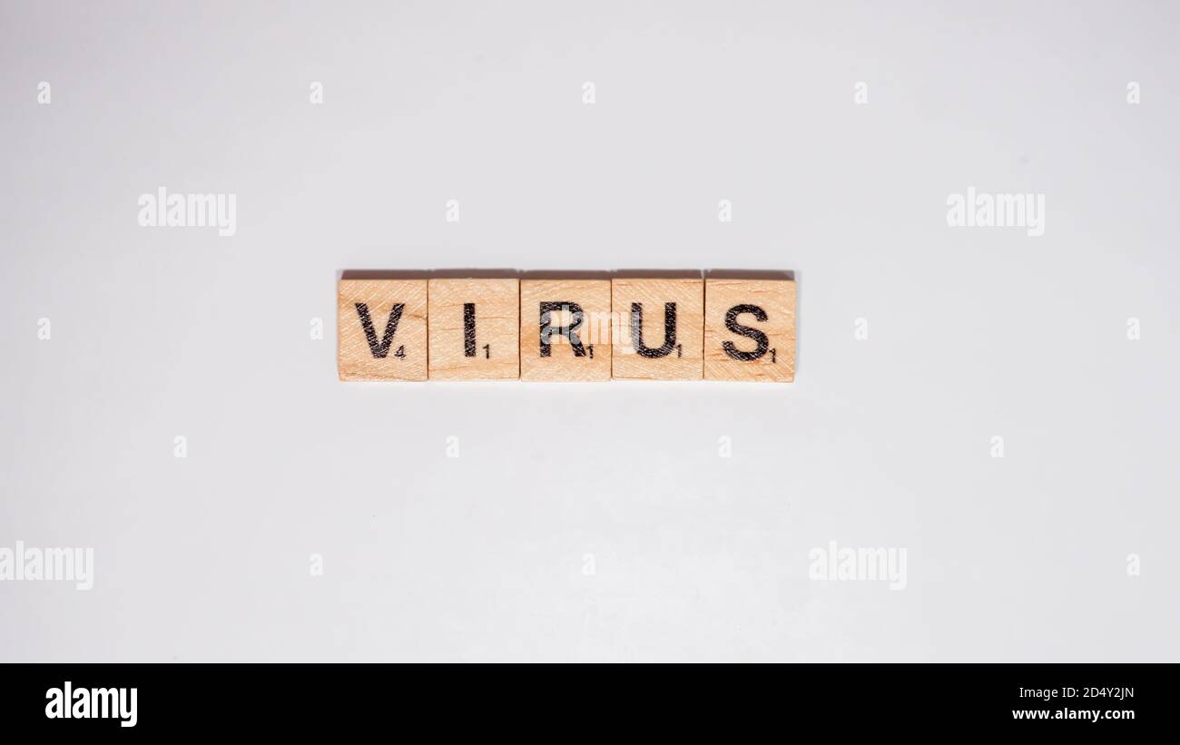 CORONA VIRUS word text on white background Stock Photo - Alamy
