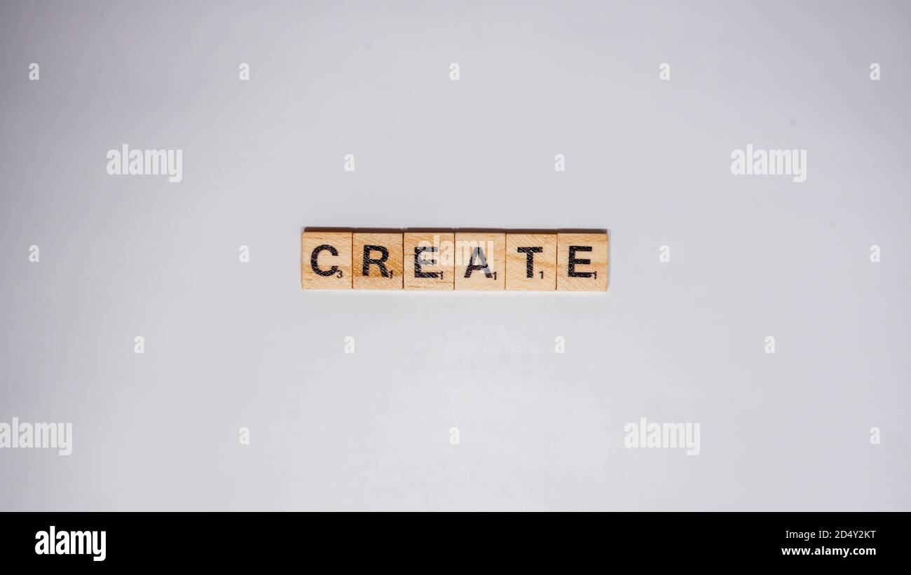 CREATE word text on white background Stock Photo - Alamy