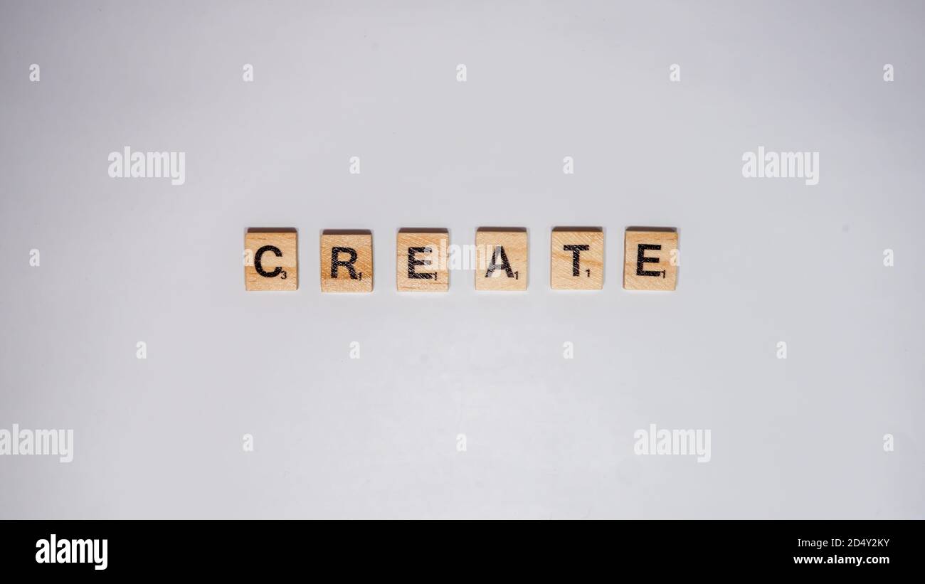 Create word on wooden hi-res stock photography and images - Alamy