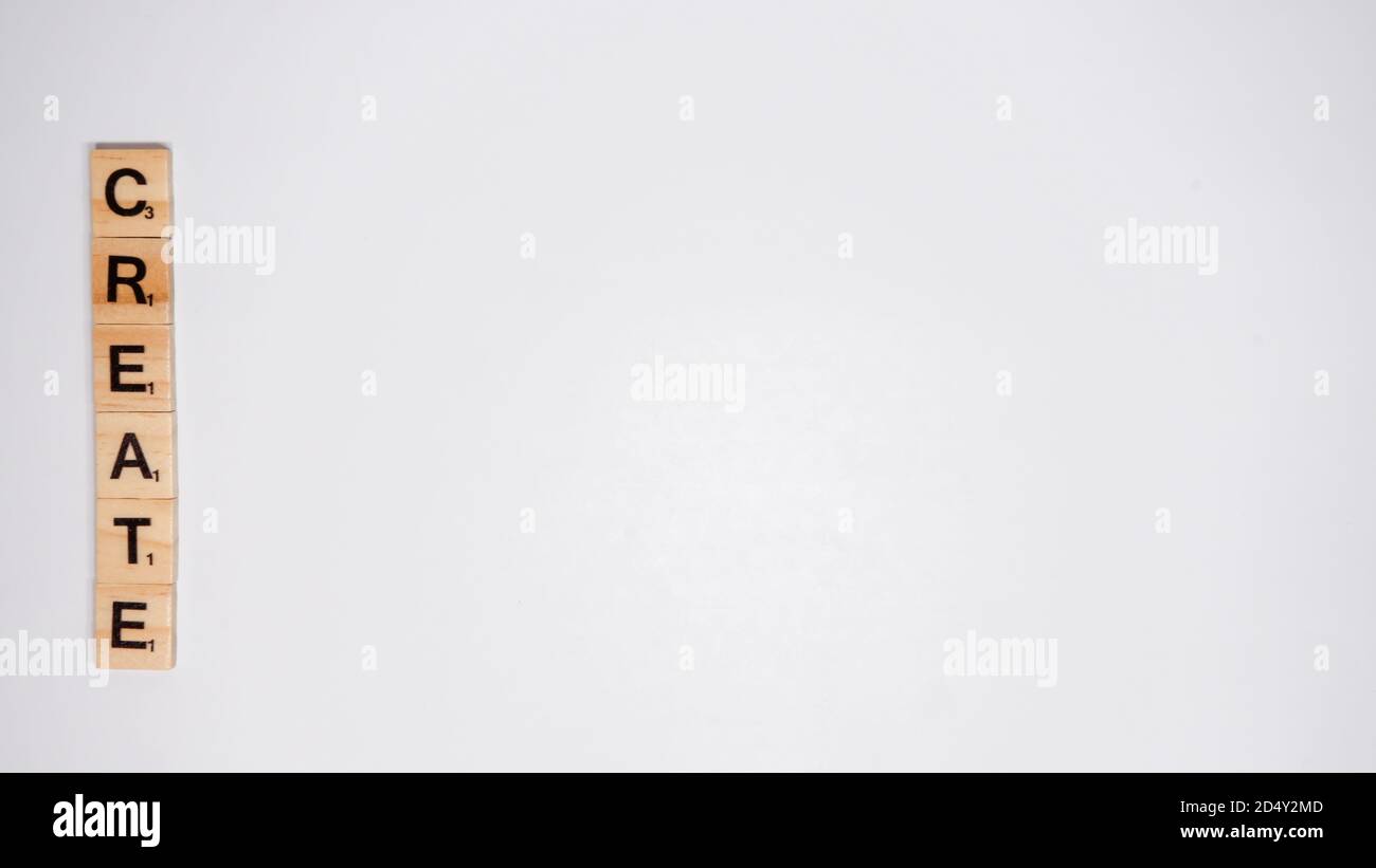 CREATE word text on white background Stock Photo - Alamy