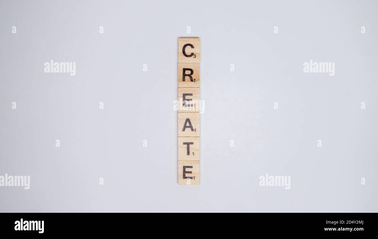 CREATE word text on white background Stock Photo - Alamy