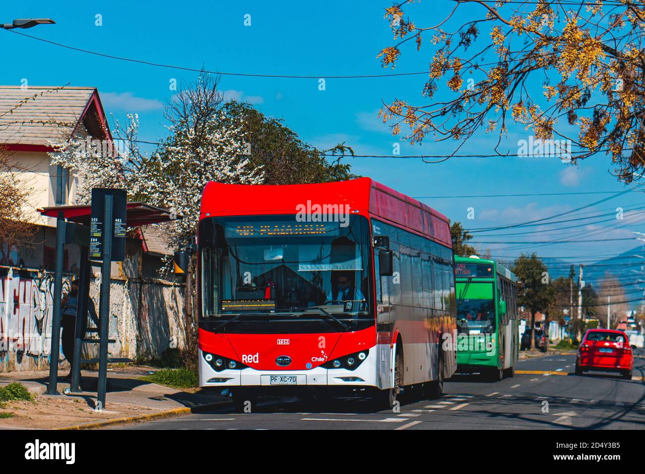 Santiago, Chile - August 2020: A Transantiago / Red Movilidad bus in ...