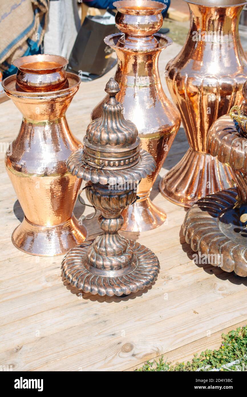 Traditional samovar for tea in the view Stock Photo - Alamy
