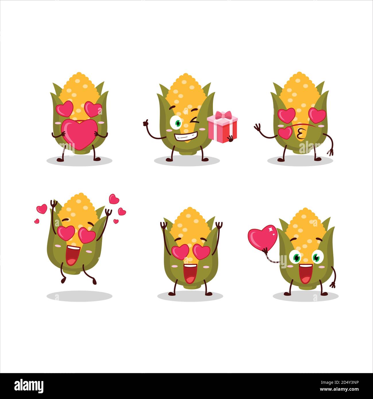 Corn cartoon character with love cute emoticon Stock Vector Image & Art ...