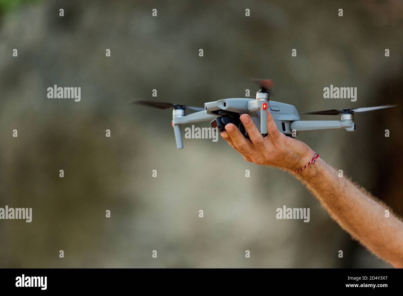 drone takes off from hand. natural background. high quality photo Stock ...