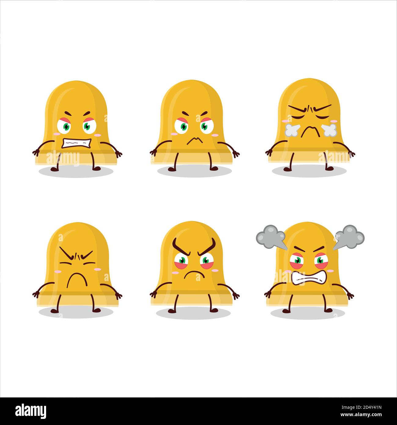 Gold bell cartoon character with various angry expressions Stock Vector ...