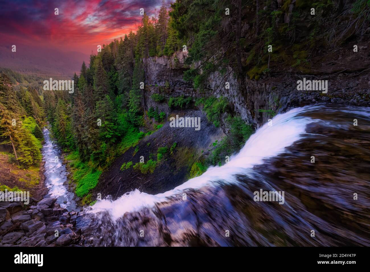 View of the waterfall and the river from the top Stock Photo - Alamy