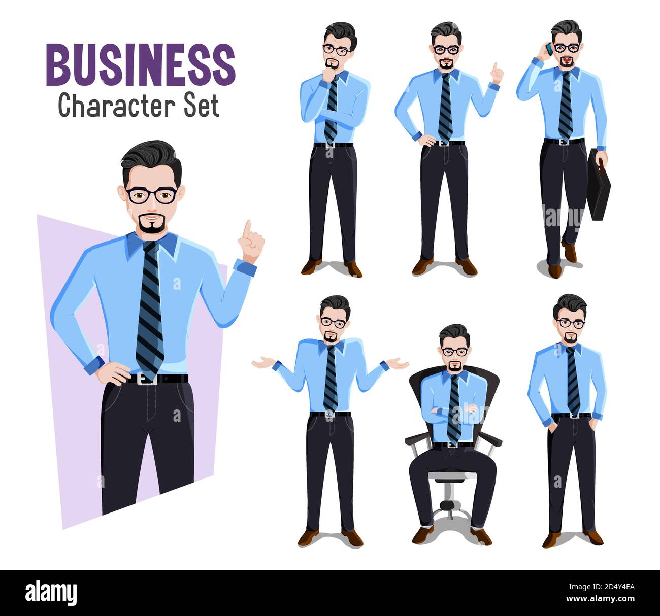 Businessman characters vector set. Business man manager character in ...
