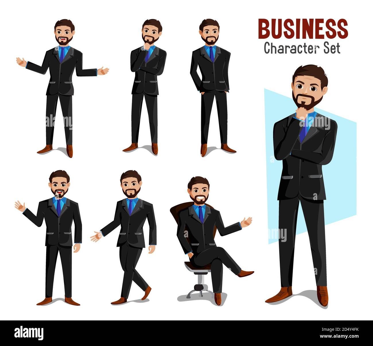 Business man vector character set. Businessman male company head ...