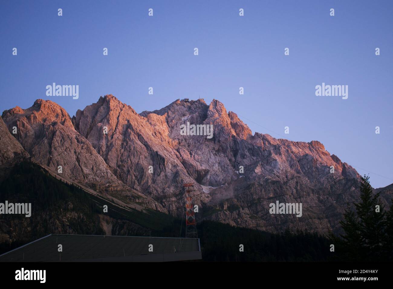 View of Mountain Zugspitze during sunset Stock Photo - Alamy