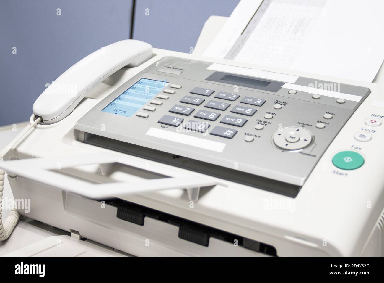 The fax machine use for Sending documents in the office, concept ...