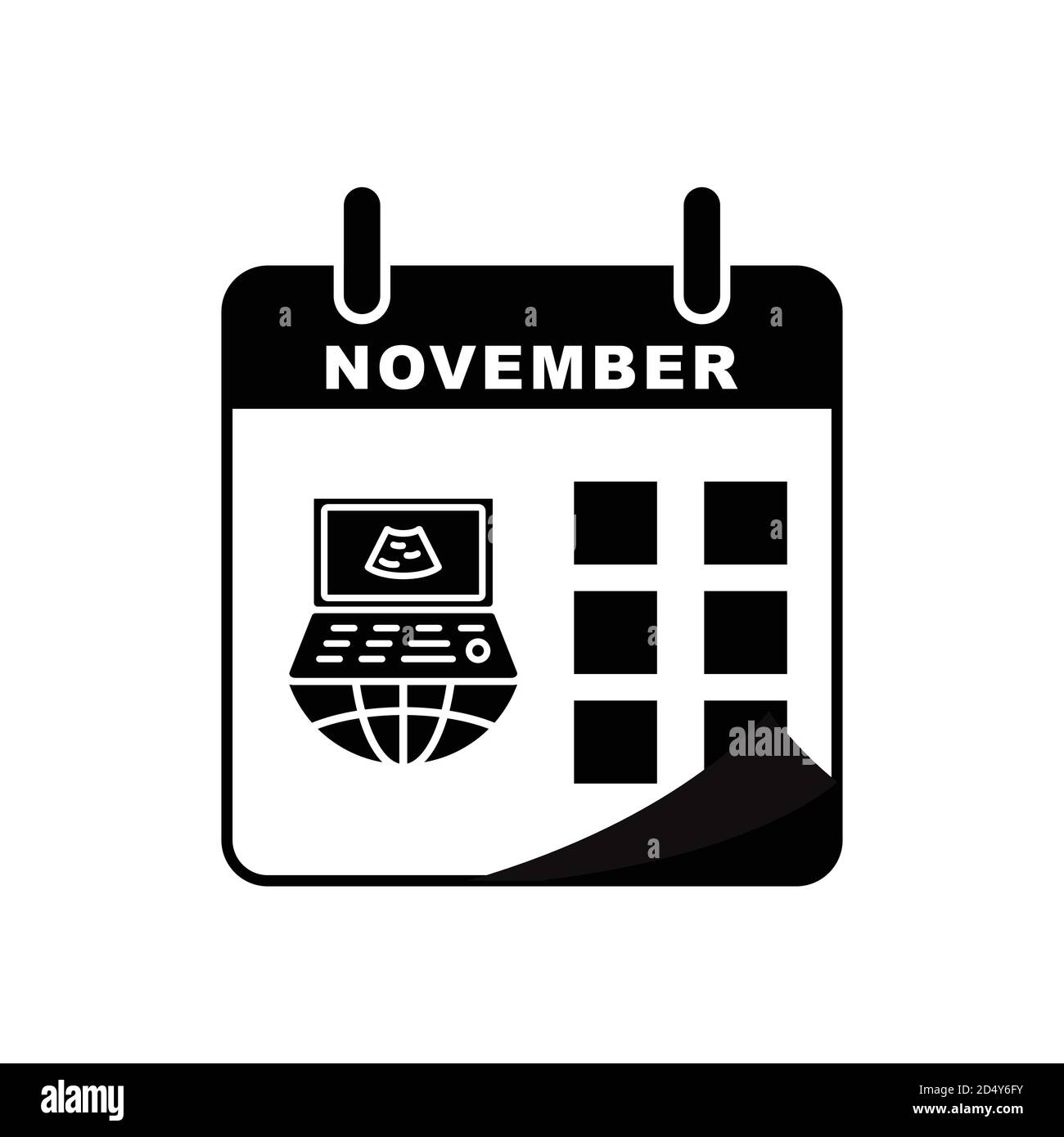 International radiology day calendar icon, with icon hand, earth and ...