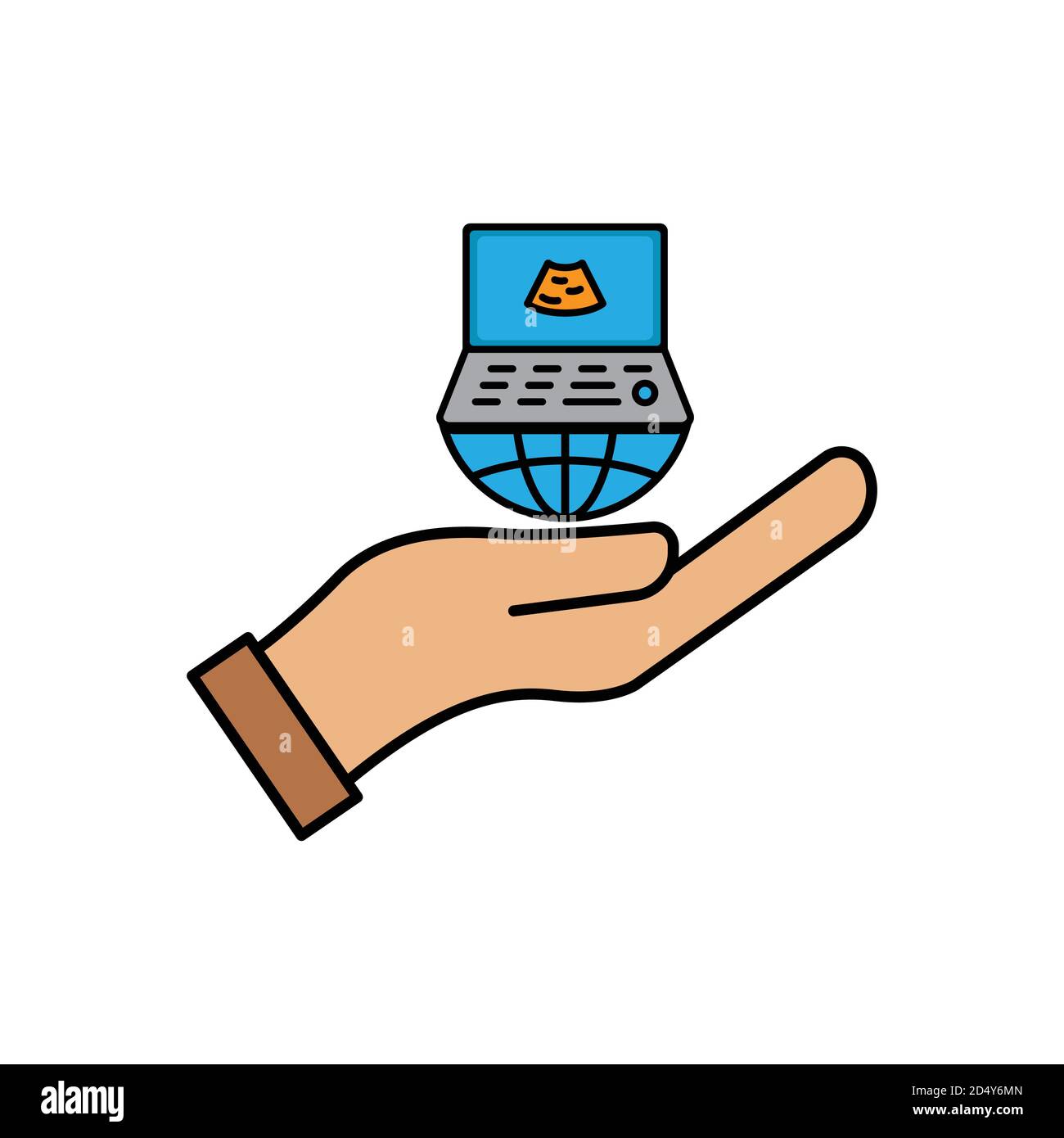 Hand flat icon with ultrasound. International radiology day. Design ...