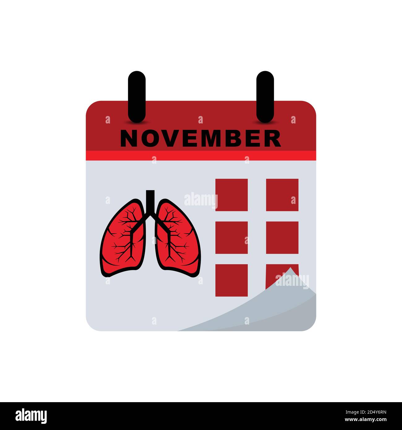 International pneumonia day calendar flat icon with Lungs and hand icon ...