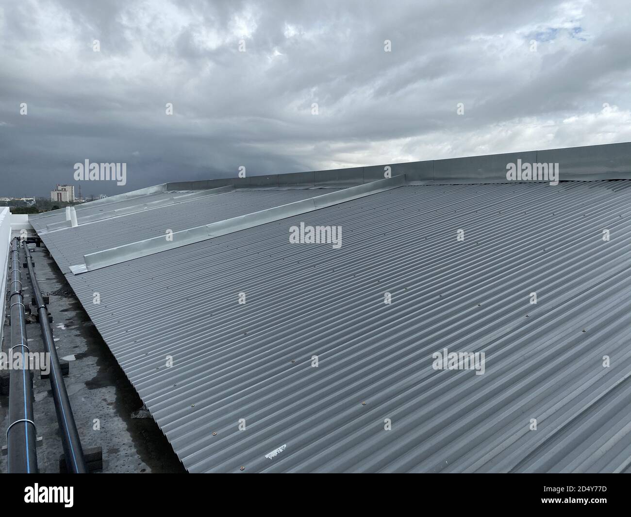 corrugated metal deck roof system with galvanised iron sheets installed ...