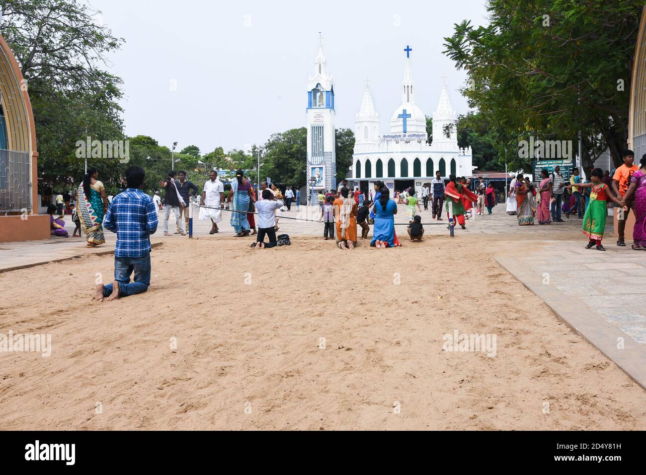 VELANKANNI, INDIA People praying at Basilica Our Lady of Good Health ...