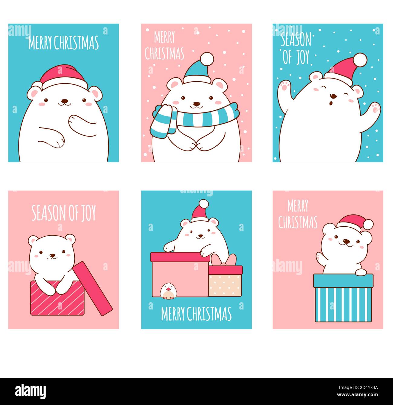 Set of vector Christmas gift tag, card, badge, sticker with cute polar ...