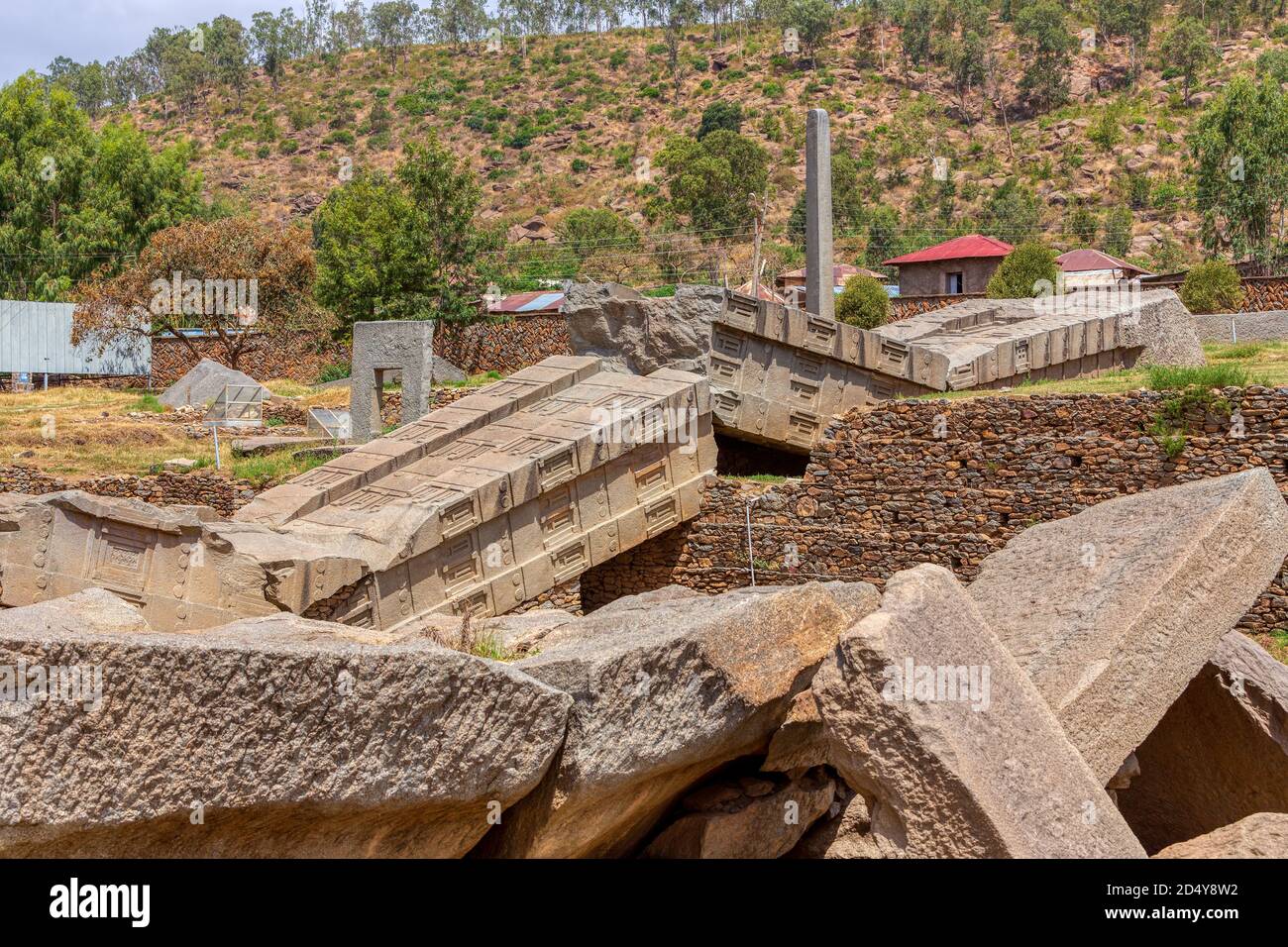 Ancient monolith stone obelisk, symbol of the old Aksumite civilization ...