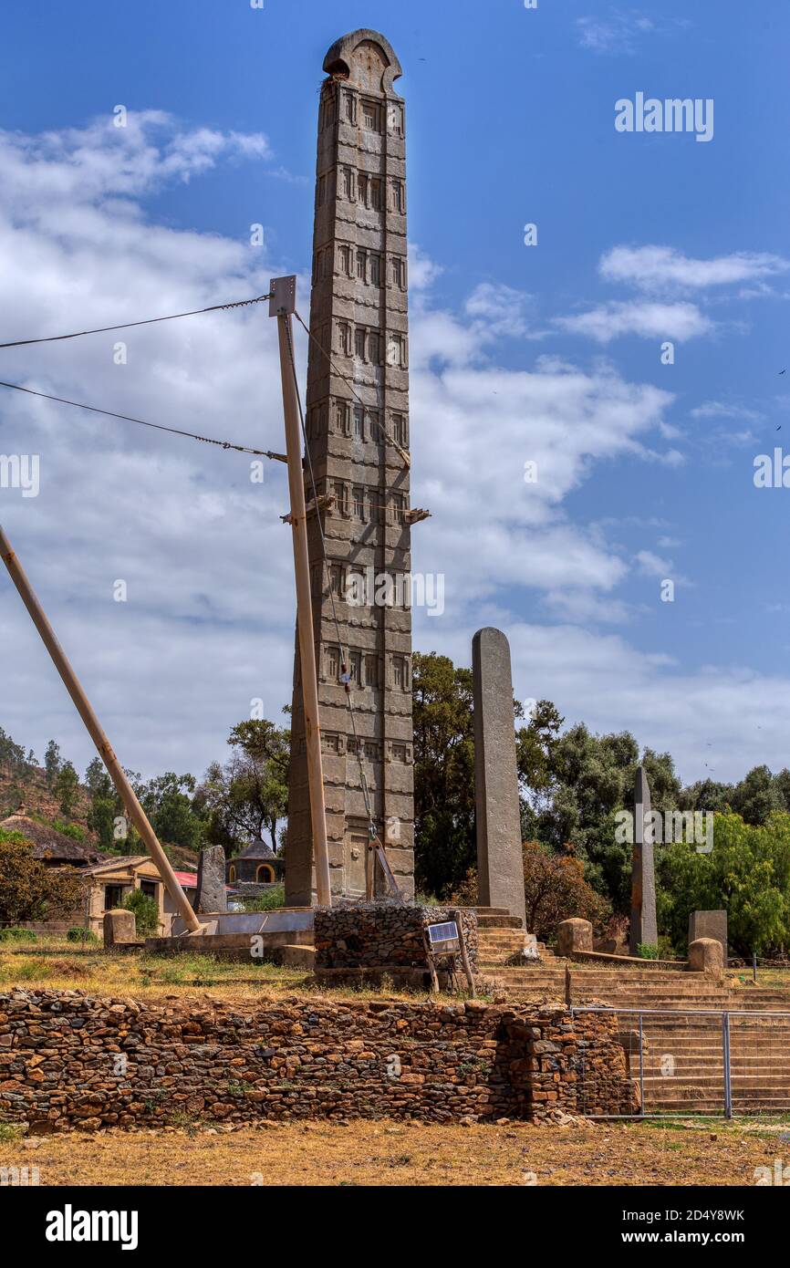 Ancient monolith stone obelisk, symbol of the old Aksumite civilization ...