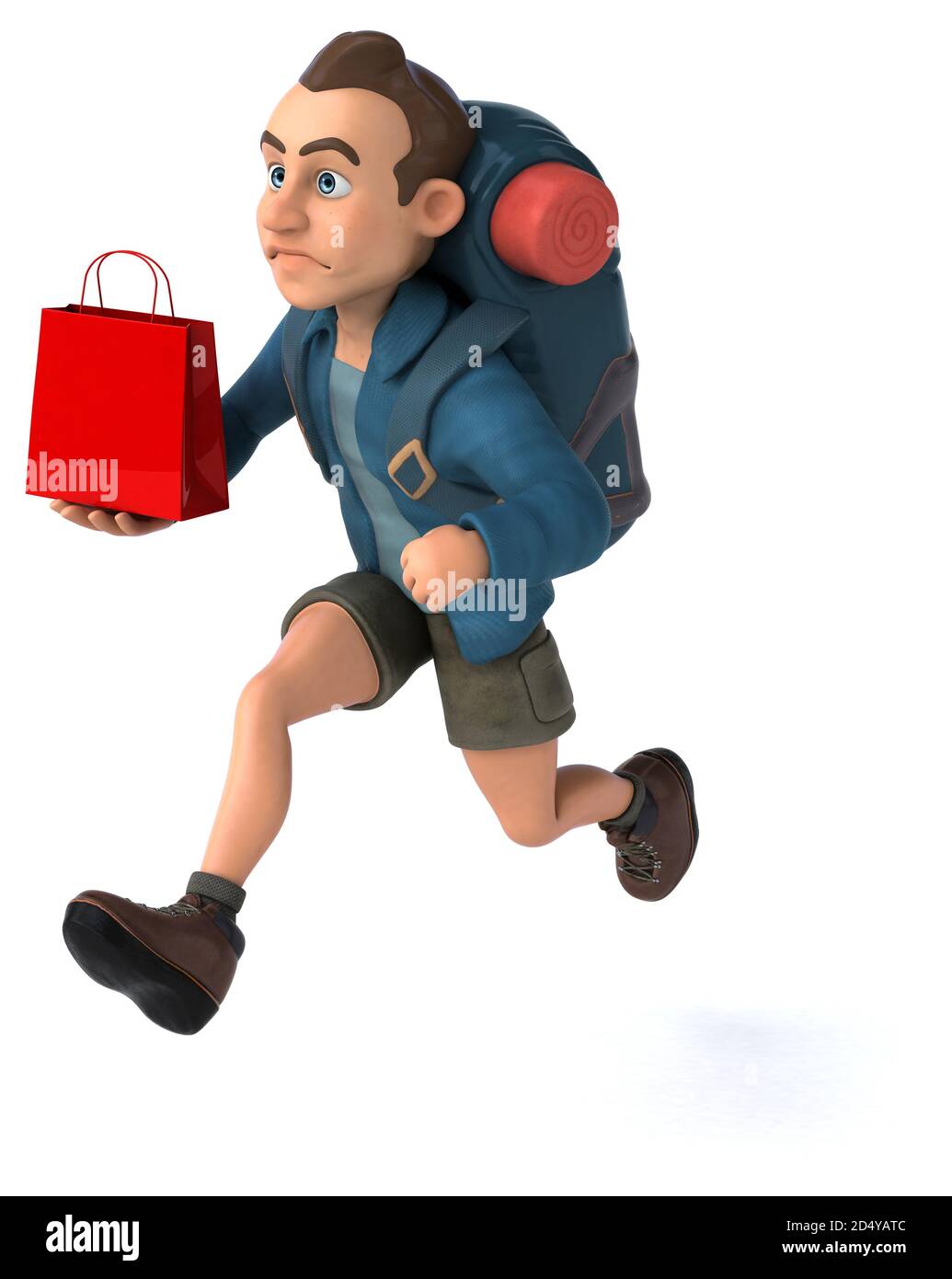 Fun illustration of a 3D cartoon backpacker Stock Photo - Alamy