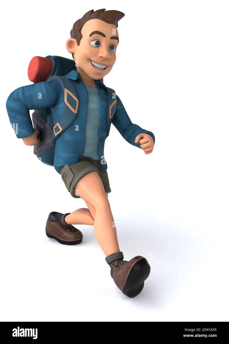 Fun illustration of a 3D cartoon backpacker Stock Photo - Alamy