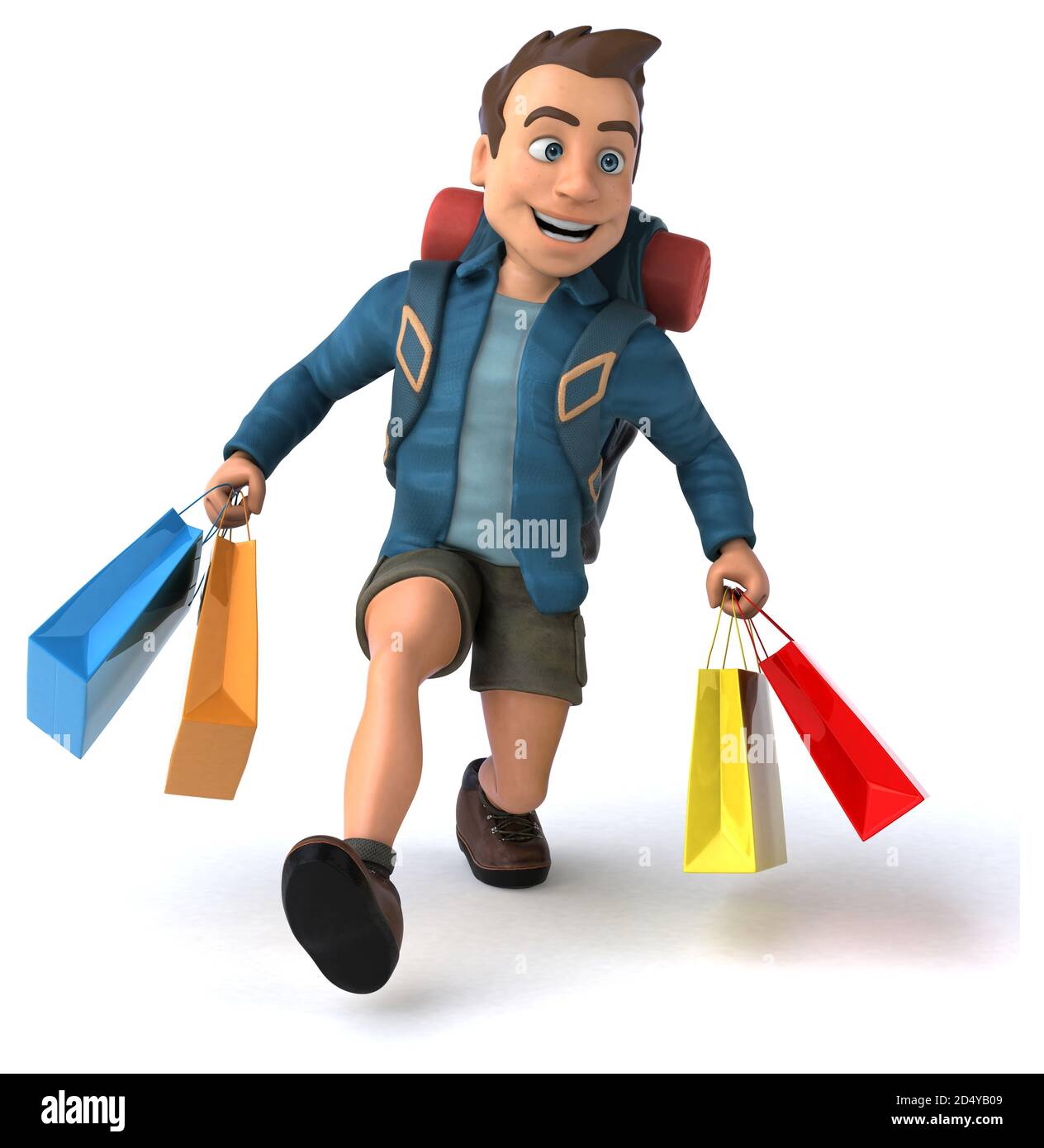 Fun illustration of a 3D cartoon backpacker Stock Photo - Alamy